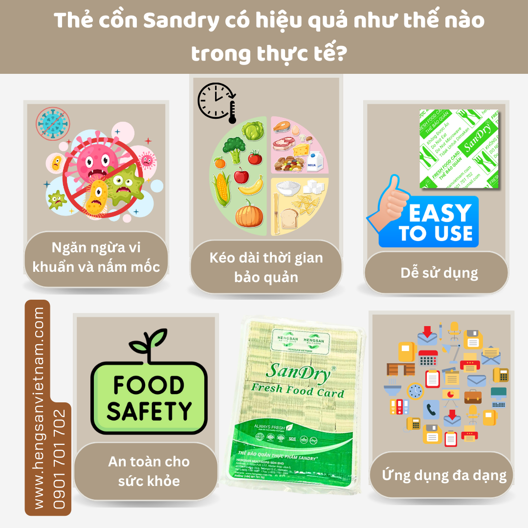 Hiệu quả vượt trội của thẻ cồn Sandry trong việc bảo quản thực phẩm